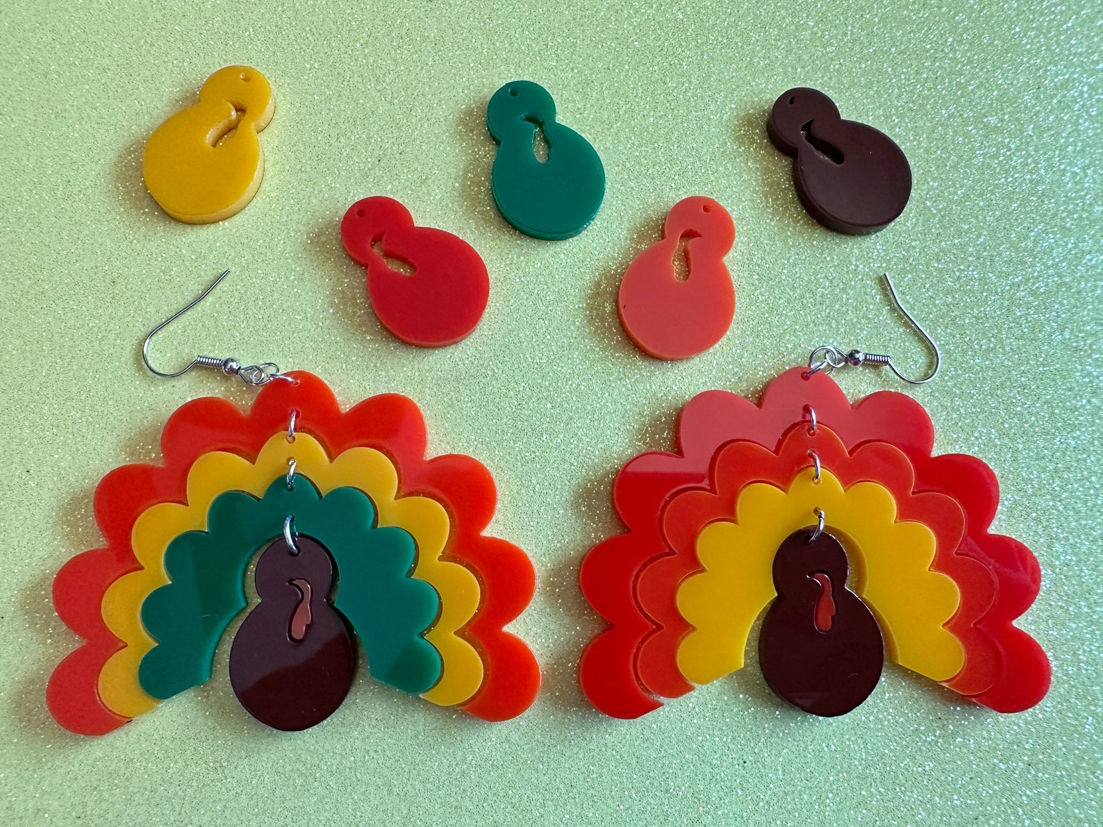 Build a Turkey Earrings: Custom Laser Cut Acrylic Turkeys, Thanksgiving ...
