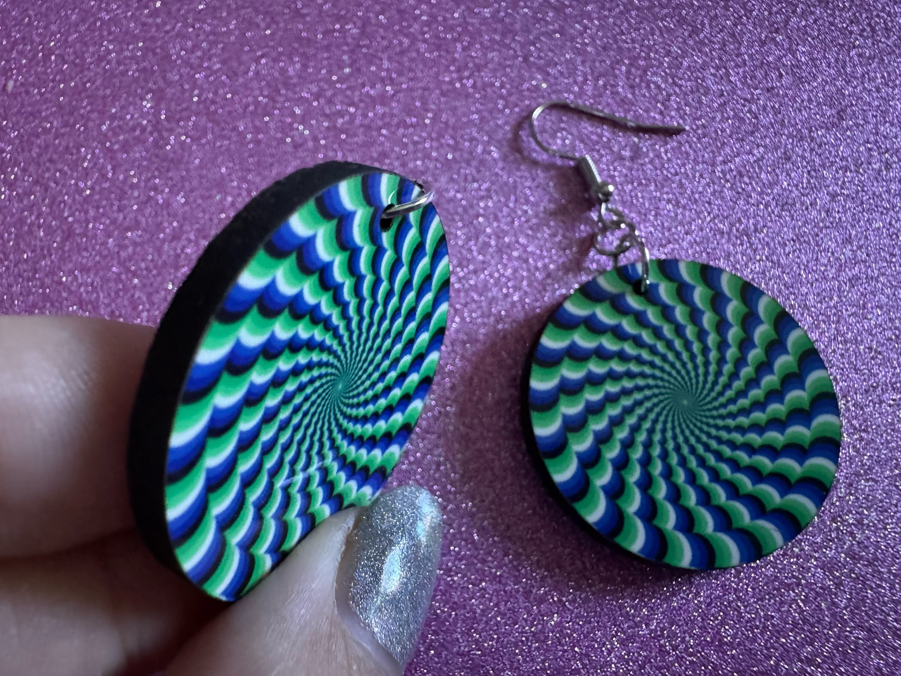 Colorful Psychedelic Optical Illusion Earrings: Sublimated Illusions ...