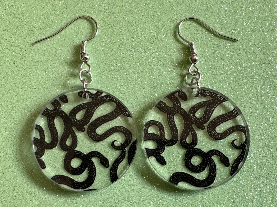 Snake Earrings: Laser Cut Acrylic Snakes, Reptile, Zoo, Nope Rope ...