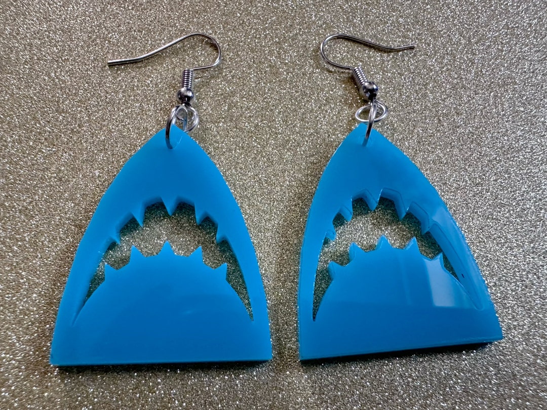 Shark Earrings: Laser Cut Acrylic Sharks, Shark Week, Shark Teeth ...
