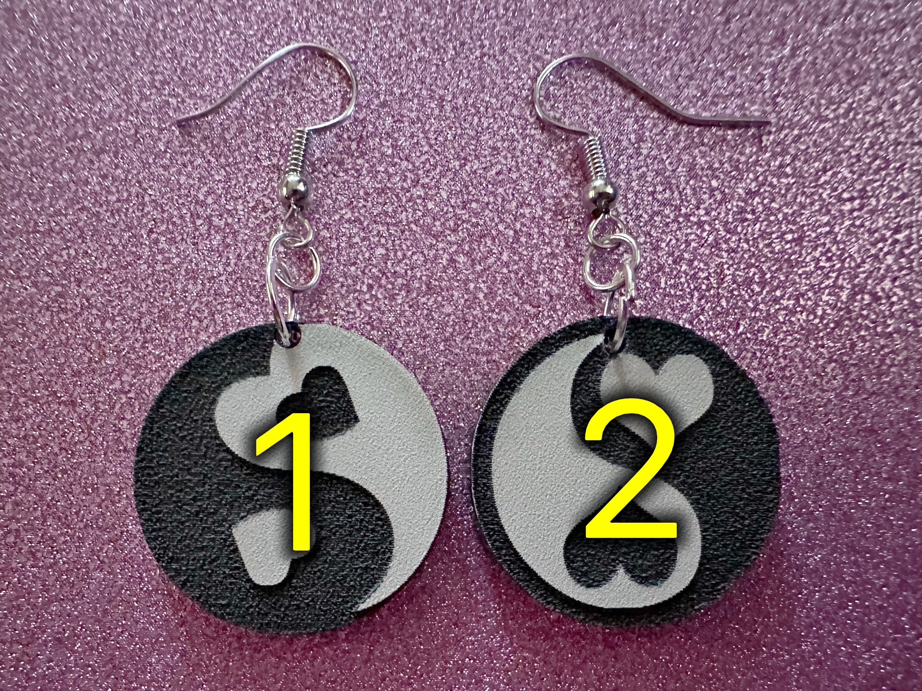 Heart Yin and Yang Earrings: Laser Cut Acrylic Yinyang, Hearts, Yin ...