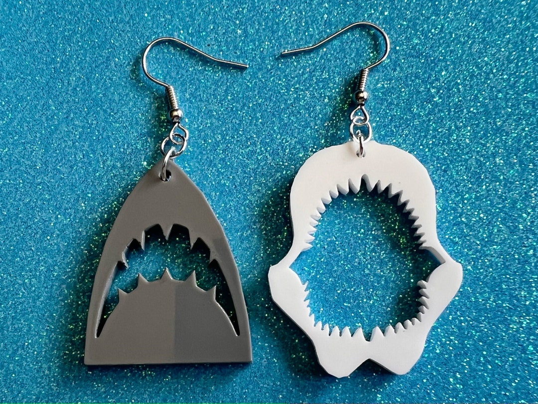 Shark Earrings: Laser Cut Acrylic Sharks, Shark Week, Shark Teeth ...