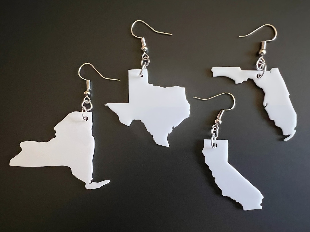 Custom USA State Earrings: Laser Cut Acrylic US States, Places, Travel ...
