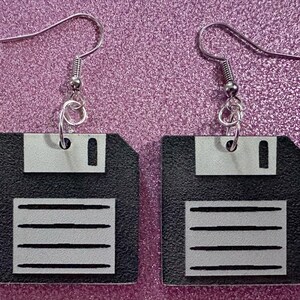 Floppy Fisk Earrings: Laser Cut Acrylic Floppy Disks, Retro Tech ...