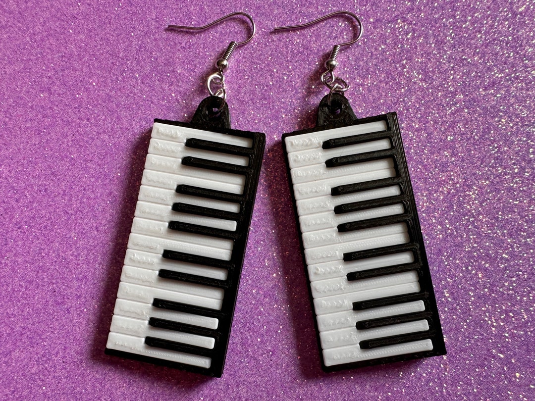 Piano Earrings: 3D Printed Piano Keyboards, Classical Music, Concert ...
