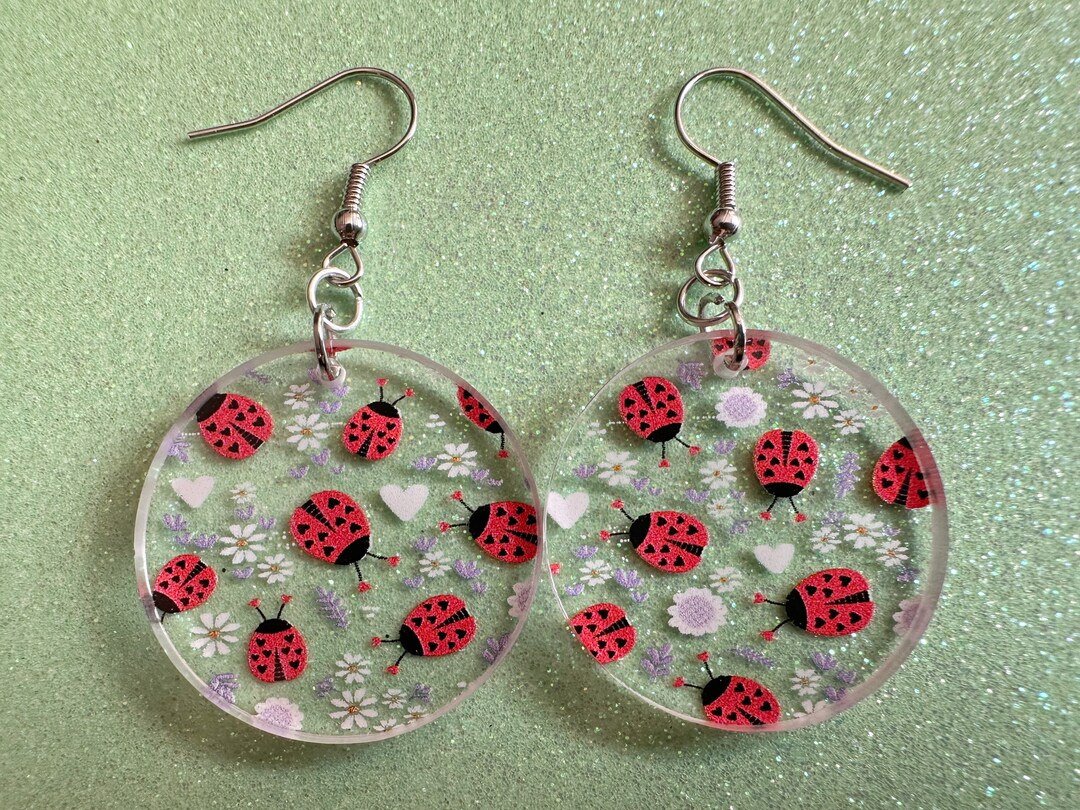 Ladybug Earrings: Laser Cut Acrylic Lady Birds, Ladybugs, Insects ...