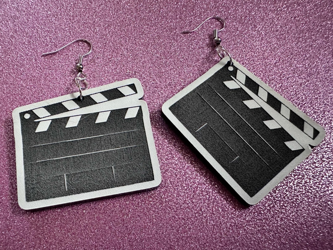 Clapper Board Earrings: Laser Cut Acrylic Video Director Earrings, Film ...