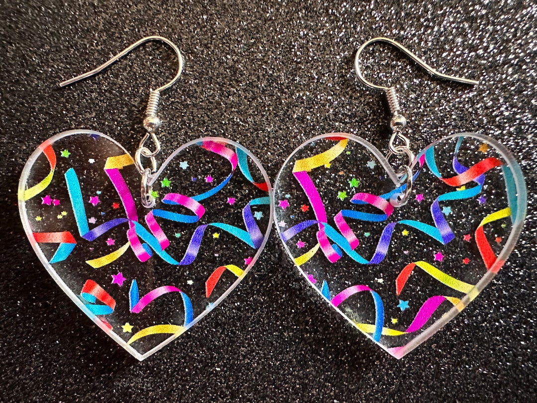 Streamer Earrings: Laser Cut Acrylic Steamers, Celebrate, Party ...