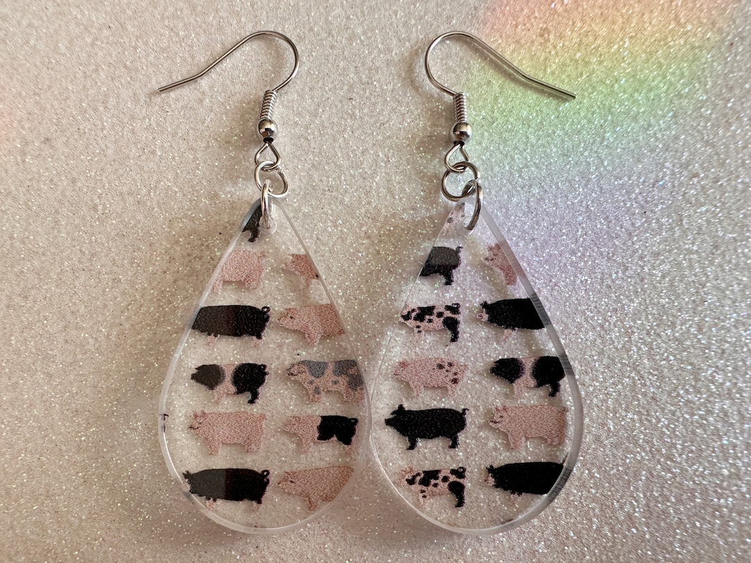 Pig Earrings: Laser Cut Acrylic Pigs, Piglet, Piggy, Oink, Farm Animals ...