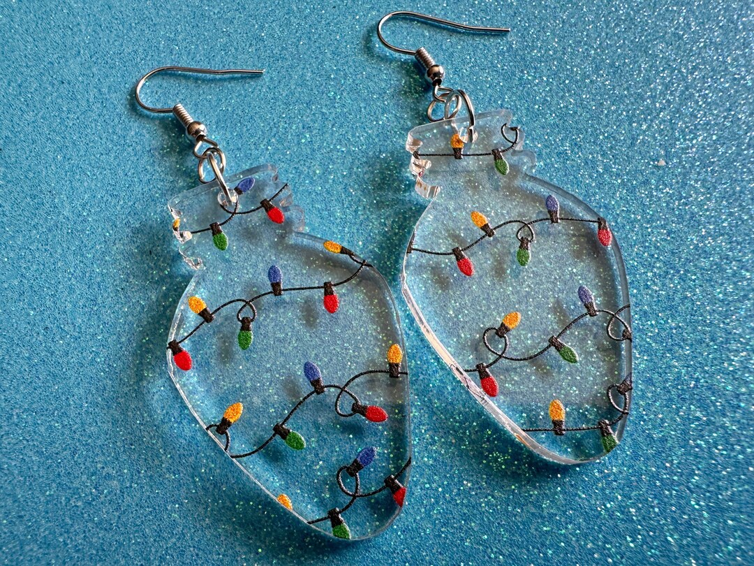 Christmas Light Earrings: Laser Cut Acrylic Christmas Lights, Fairy ...