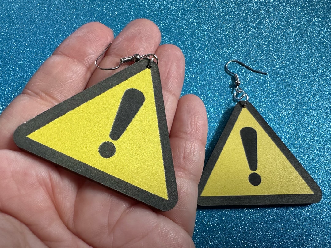 Exclamation Mark Sign Earrings: Laser Cut Acrylic Signs, Warning, Alarm ...