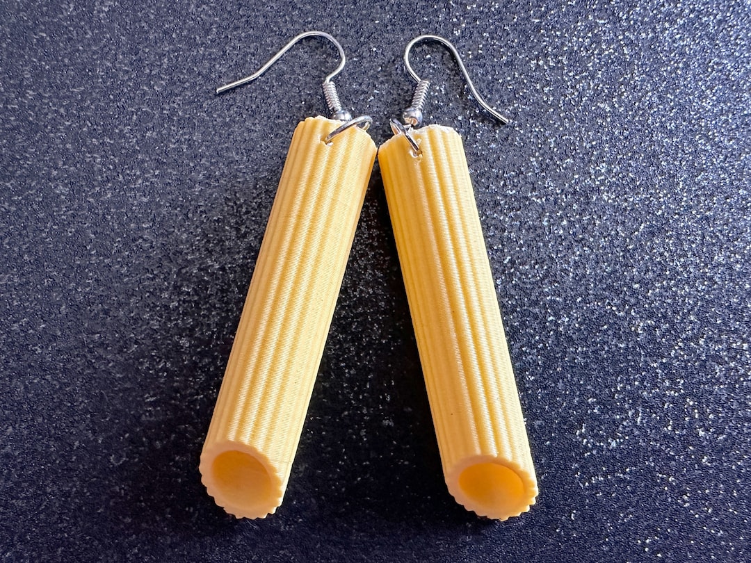 Pasta Earrings: 3D Printed Traffic Penne Pasta, Italian Food, Novelty ...