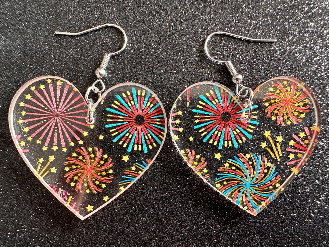 Firework Earrings: Laser Cut Acrylic Earrings, Celebrate, New Year's ...