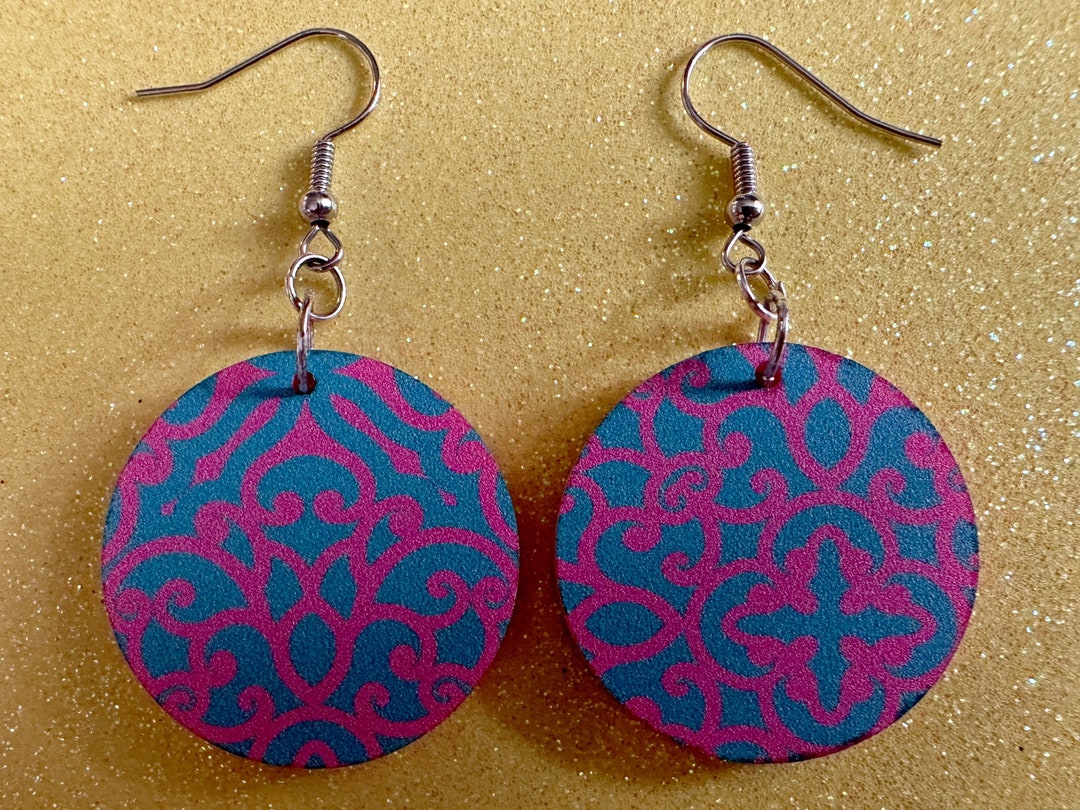 Optical Illusion Earrings: Laser Cut Acrylic Earrings, Art, Pink & Blue ...