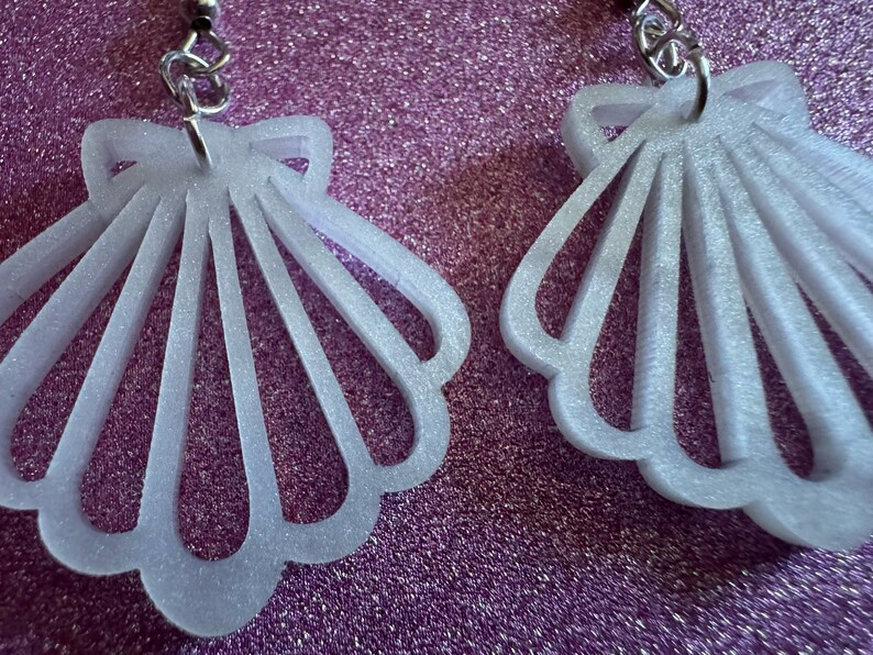 Pearlescent Shell Earrings: Laser Cut Acrylic Shells, Ocean, Beach ...