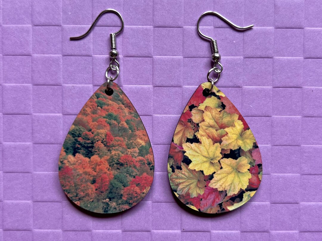 Fall Earrings: Fall Leaves, Autumn Colors, Maple Leaf, Sublimated, Best ...