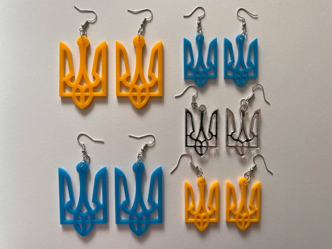 Ukrainian Earrings: Support Ukraine, Tryzub, Laser Cut Acrylic Ukraine ...