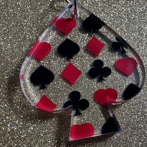 Playing Card Suit Earrings: Laser Cut Acrylic Heart, Diamond, Spades ...