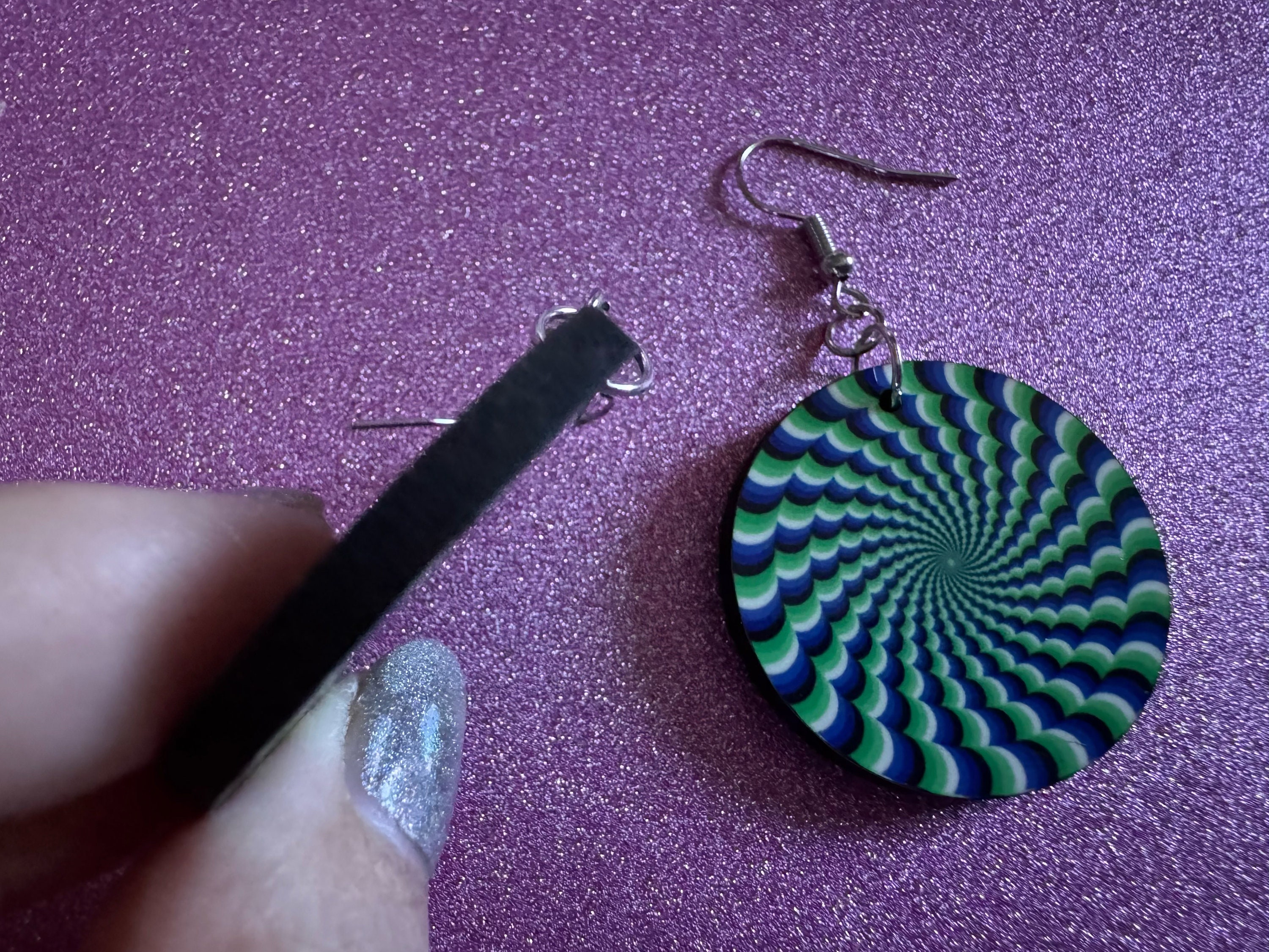 Colorful Psychedelic Optical Illusion Earrings: Sublimated Illusions ...