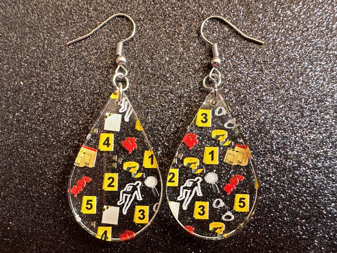 Crime Scene Earrings: Laser Cut Acrylic Halloween Earrings, Scary ...