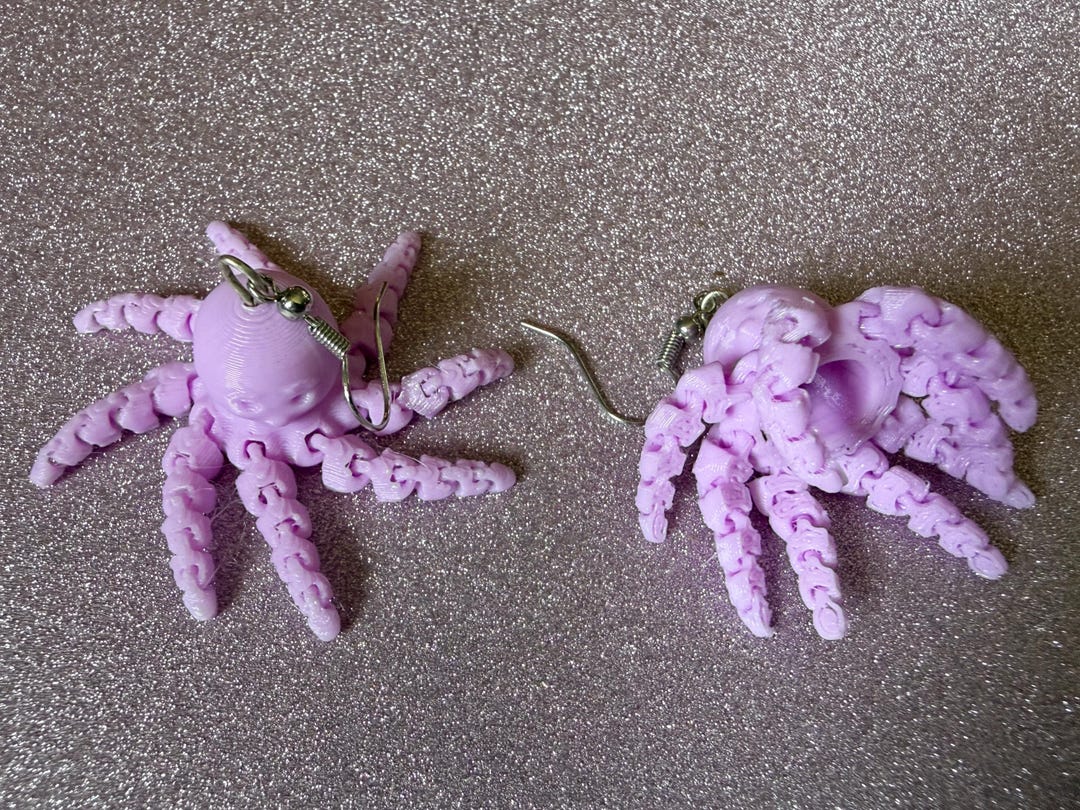 Moving Octopus Earrings: 3D Printed Octopuses, Cephalopods, Ocean ...