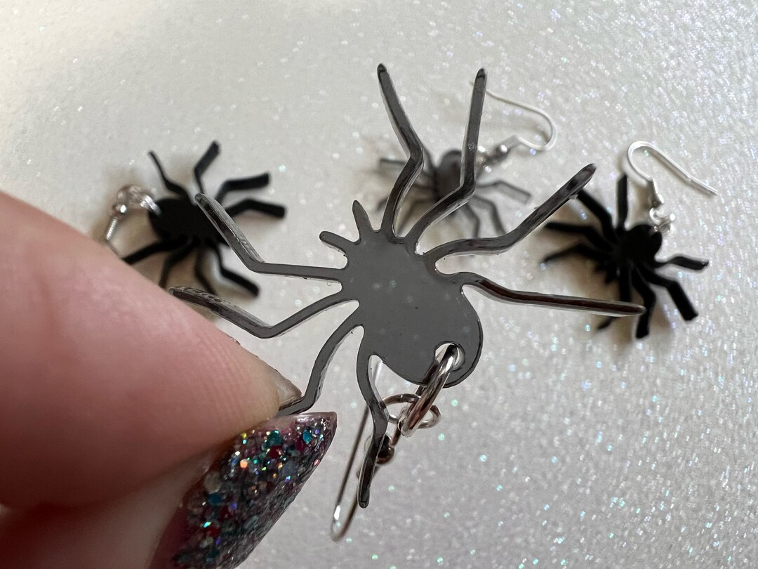 Dainty Spider Earrings: Laser Cut Acrylic Spiders, Halloween, Holiday ...