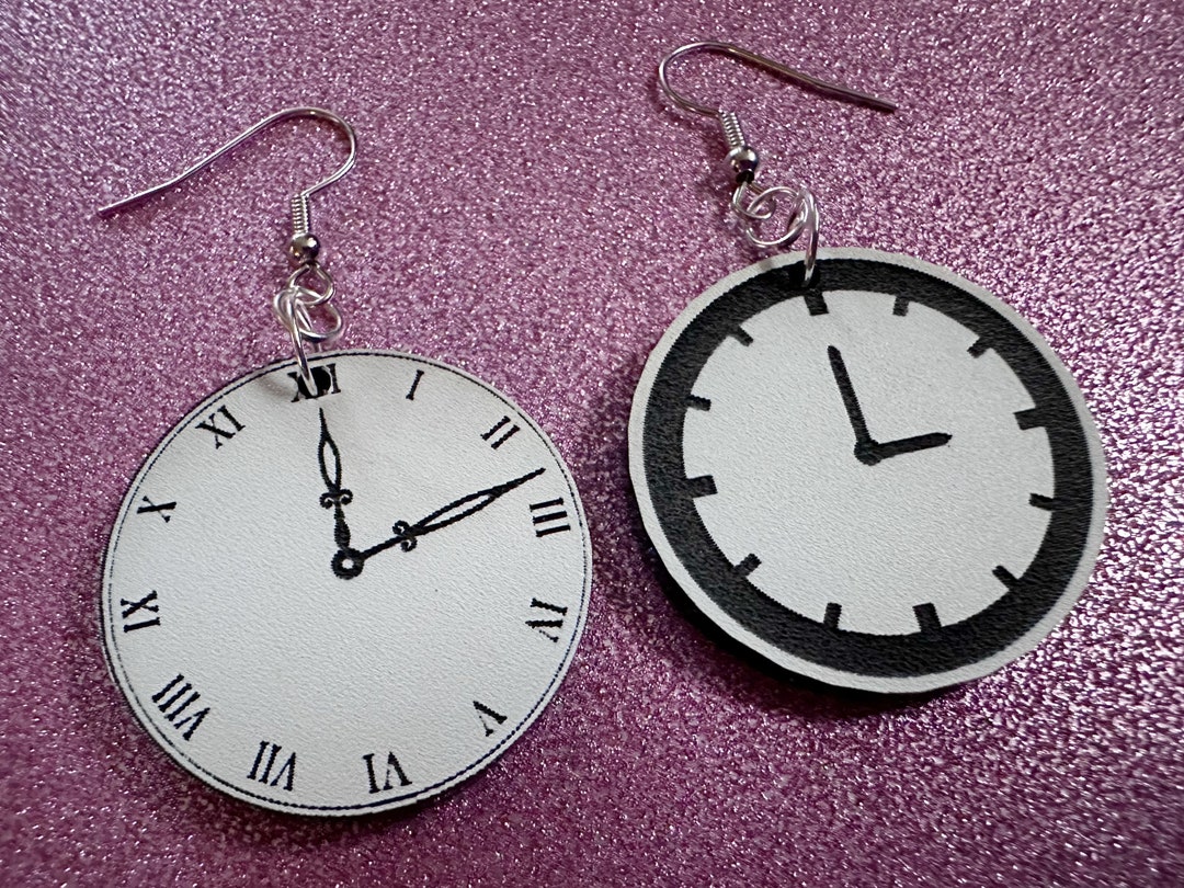 Clock Earrings: Laser Cut Acrylic Clocks, Time, Tick Tock, Novelty ...