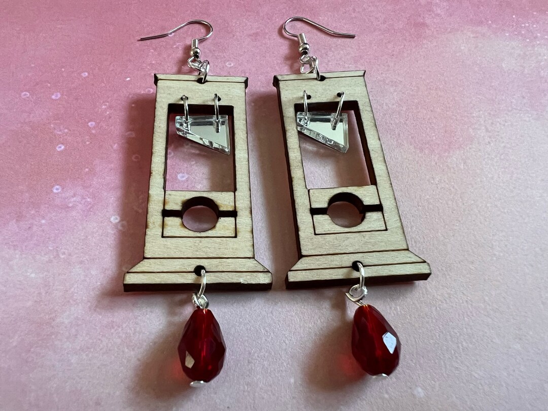 Guillotine Earrings With Blood Drop: Halloween, Scary, Horror, Execution, Decapitation, Laser ...