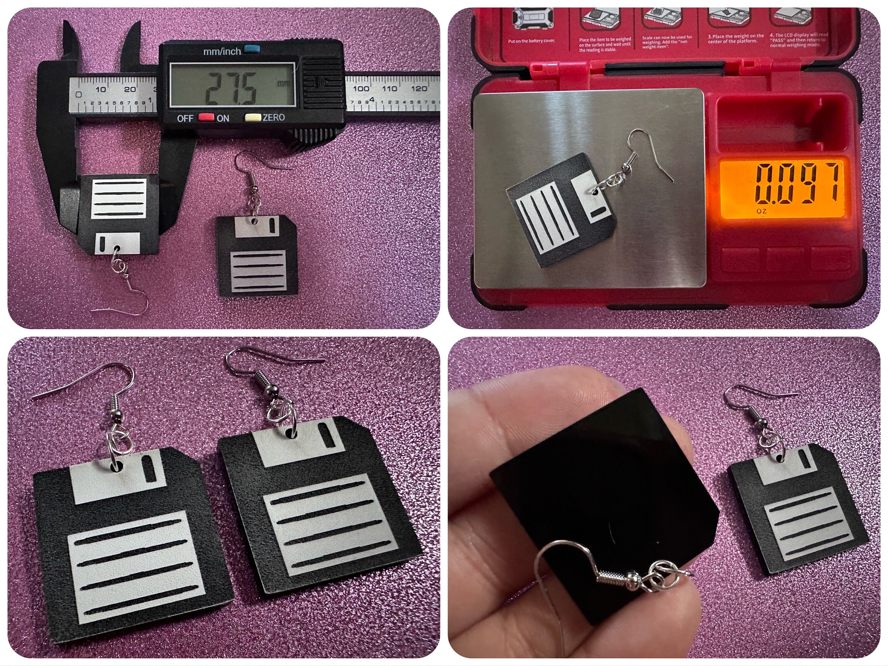Floppy Fisk Earrings: Laser Cut Acrylic Floppy Disks, Retro Tech ...