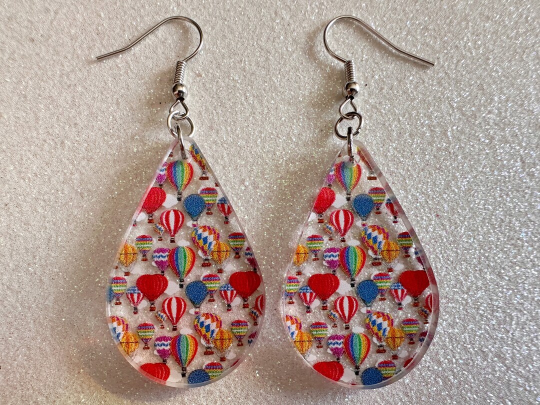Hot Air Balloon Earrings: Laser Cut Acrylic Earrings, Travel ...