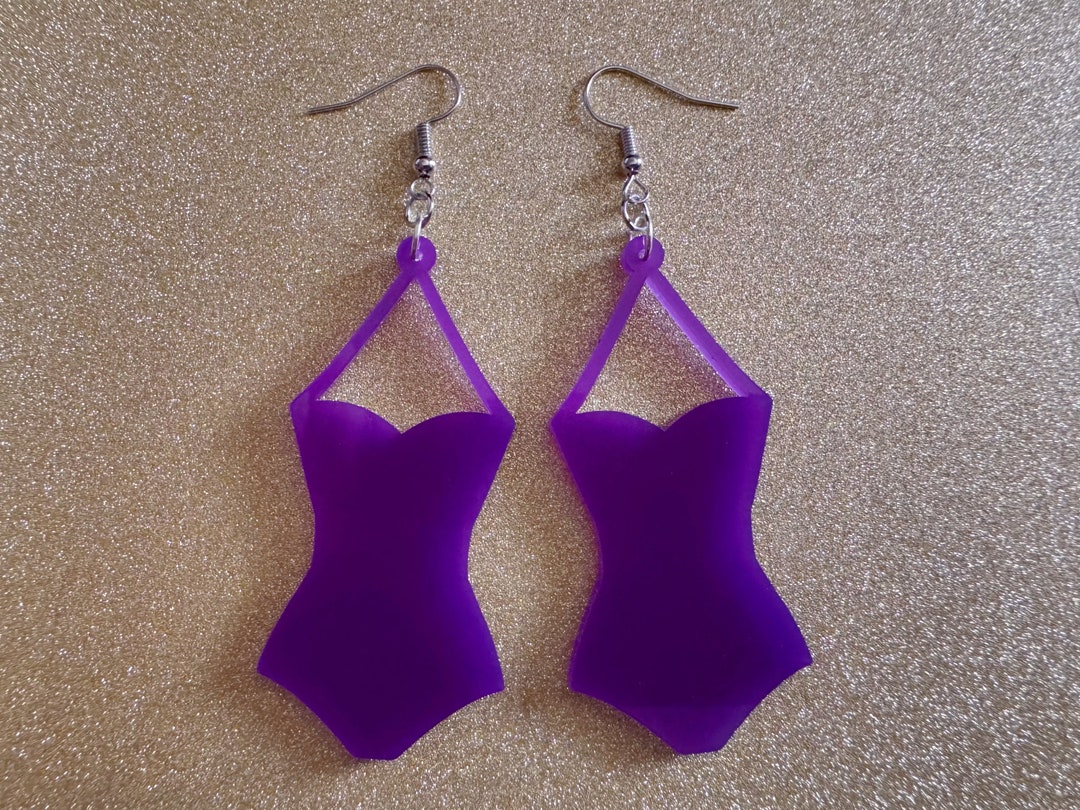 Purple Bathing Suit Earrings: Laser Cut Acrylic Swimsuit Earrings ...