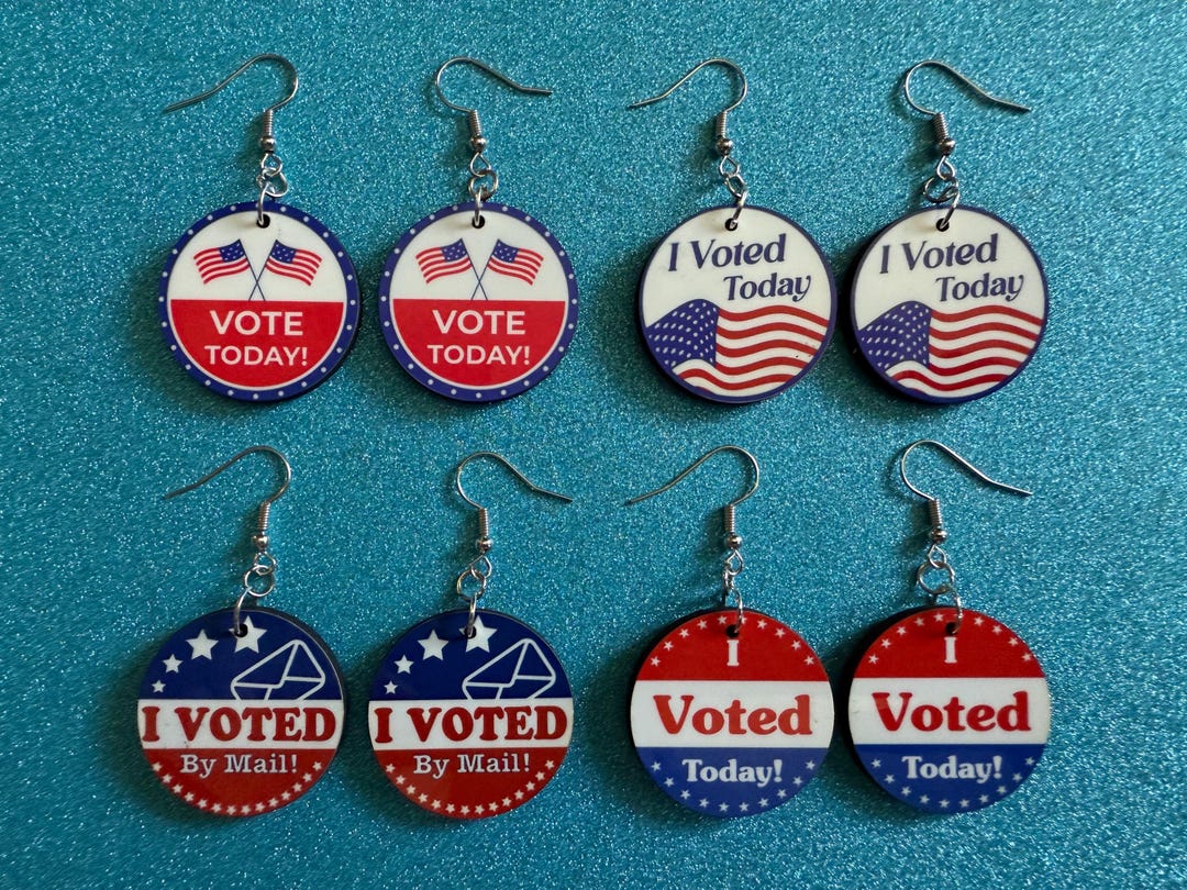 Voter Sticker Earrings: Laser Cut Acrylic I Voted Sticker Earrings 2024 ...
