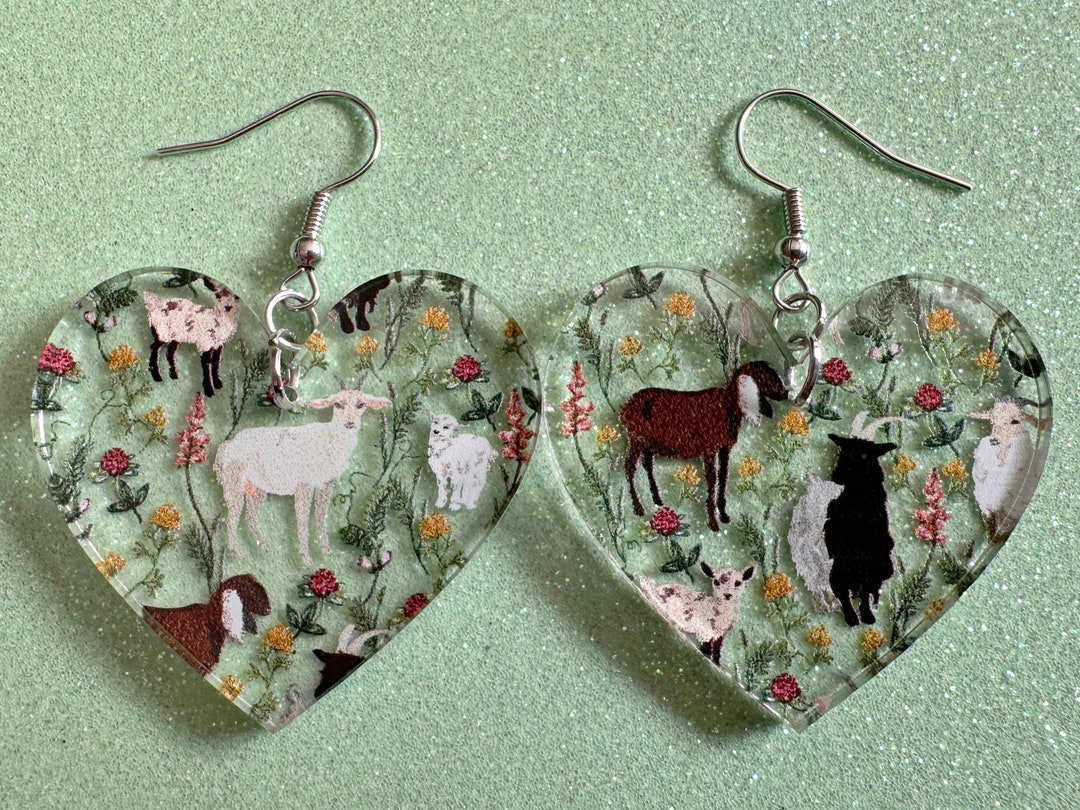 Goat Earrings: Laser Cut Acrylic Goats, Baby Goats, Kids, Farm, Animals ...