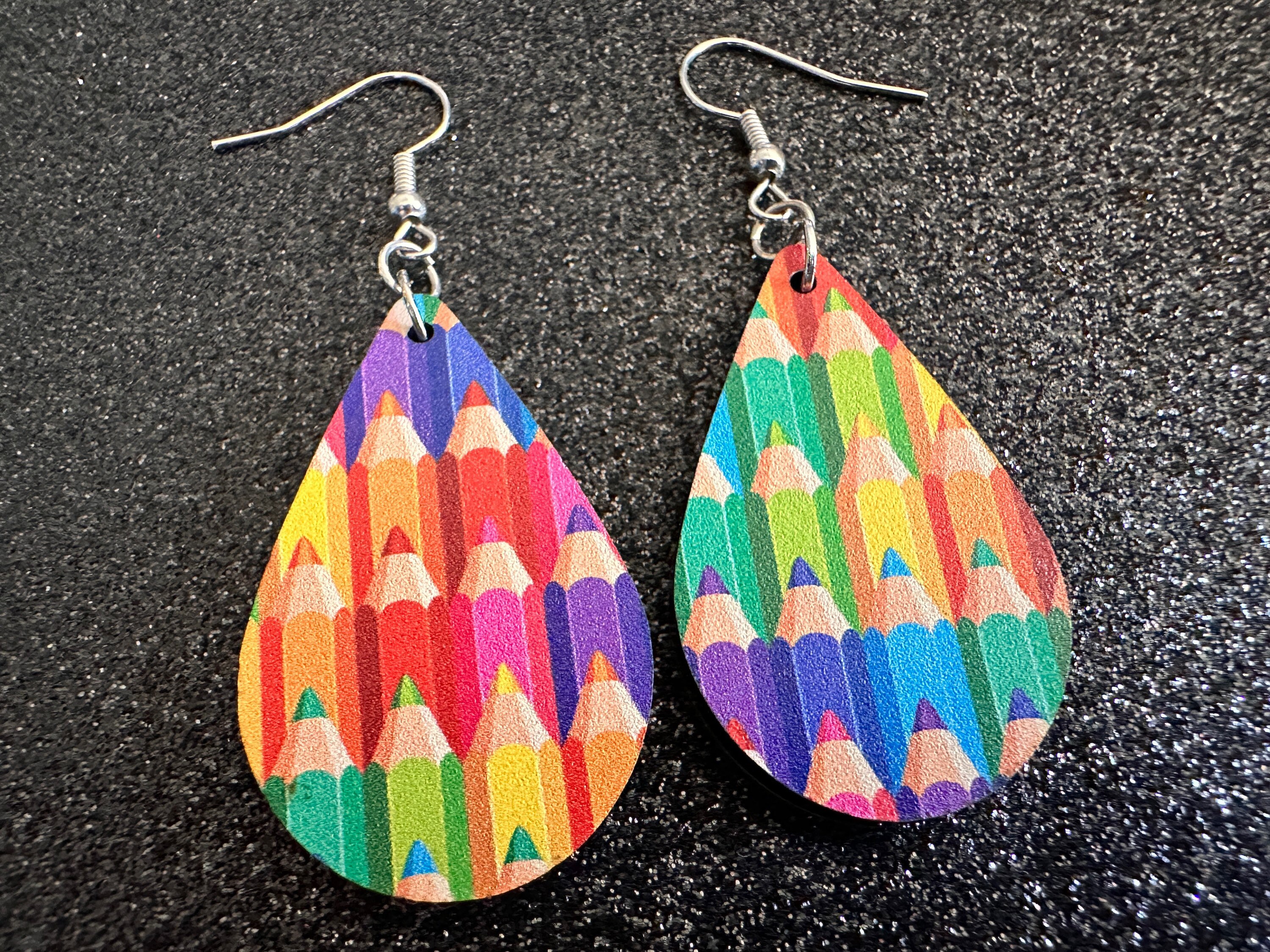 Colored Pencil Earrings: Laser Cut Acrylic Back to School Earrings ...