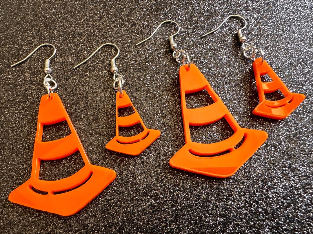 Traffic Cone Earrings: Laser Cut Acrylic Cones, Car, Driving School ...