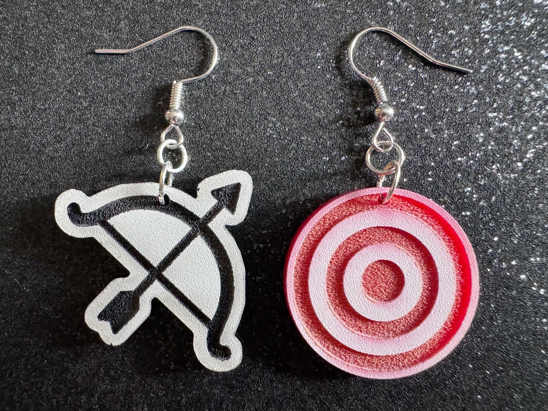Archery Earrings: Laser Cut Acrylic Bow and Arrow, Bullseye, Play, Fun ...