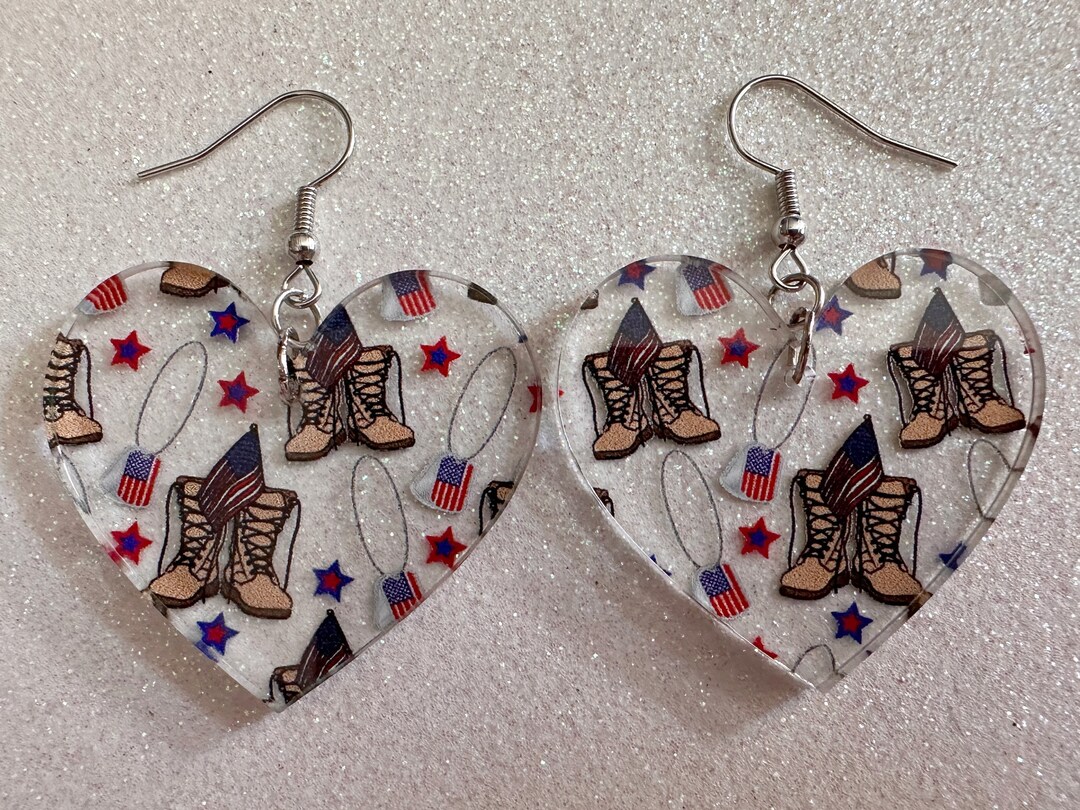 Army Earrings: Laser Cut Acrylic Earrings, Veteran, Armed Forces ...
