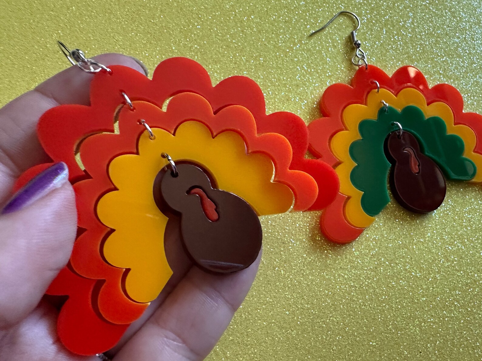 Build a Turkey Earrings: Custom Laser Cut Acrylic Turkeys, Thanksgiving ...