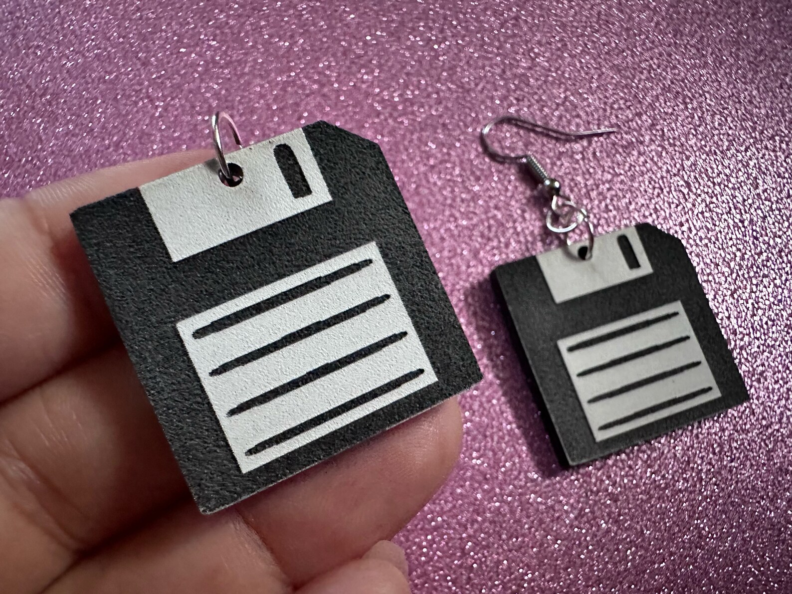 Floppy Fisk Earrings: Laser Cut Acrylic Floppy Disks, Retro Tech ...