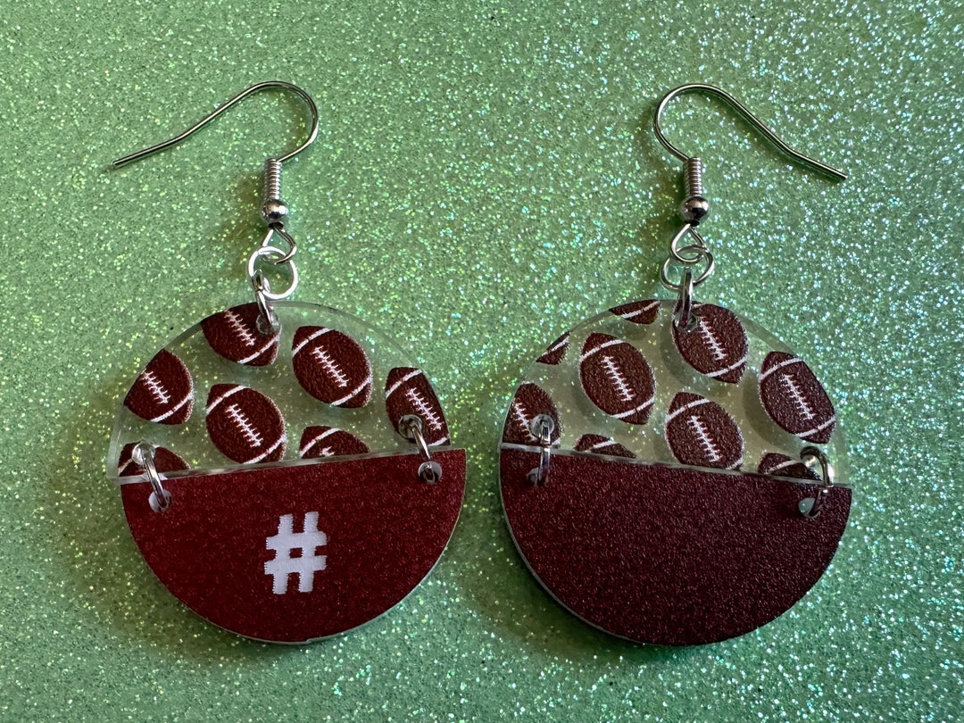 Custom Football Earrings: Laser Cut Acrylic Footballs, American ...