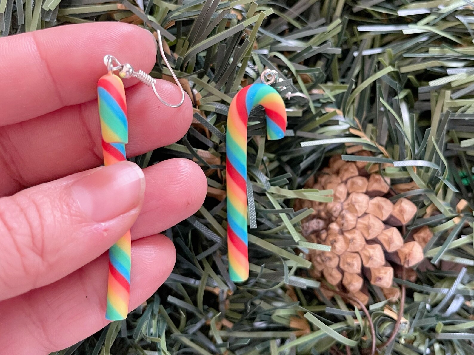 Candy Cane Earrings: Rainbow Christmas Holidays Candy | Etsy