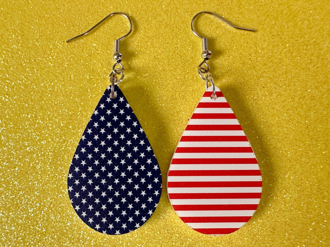 American Flag Earrings: Laser Cut Acrylic USA Flags, July 4th, 4th of ...