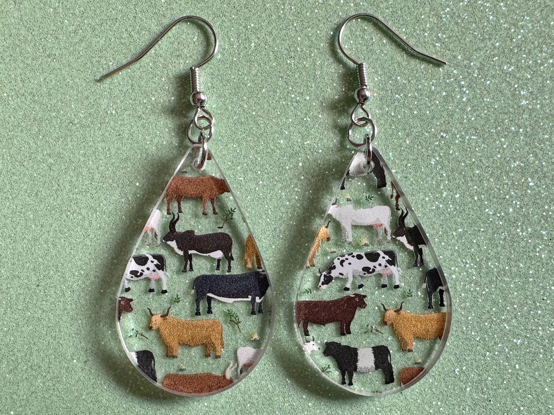 Cow Earrings: Laser Cut Acrylic Cows, Heifer, Moo, Milk, Dairy Cow ...