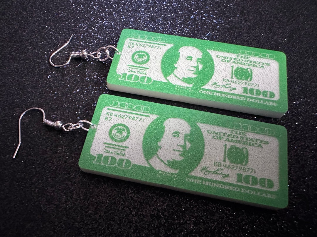 Money Earrings: Laser Cut Acrylic Dollar Bills, Cash, Money Bags, US ...