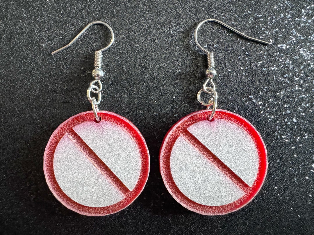 No Entry Sign Earrings: Laser Cut Acrylic Signs, No, Warning, Alarm ...