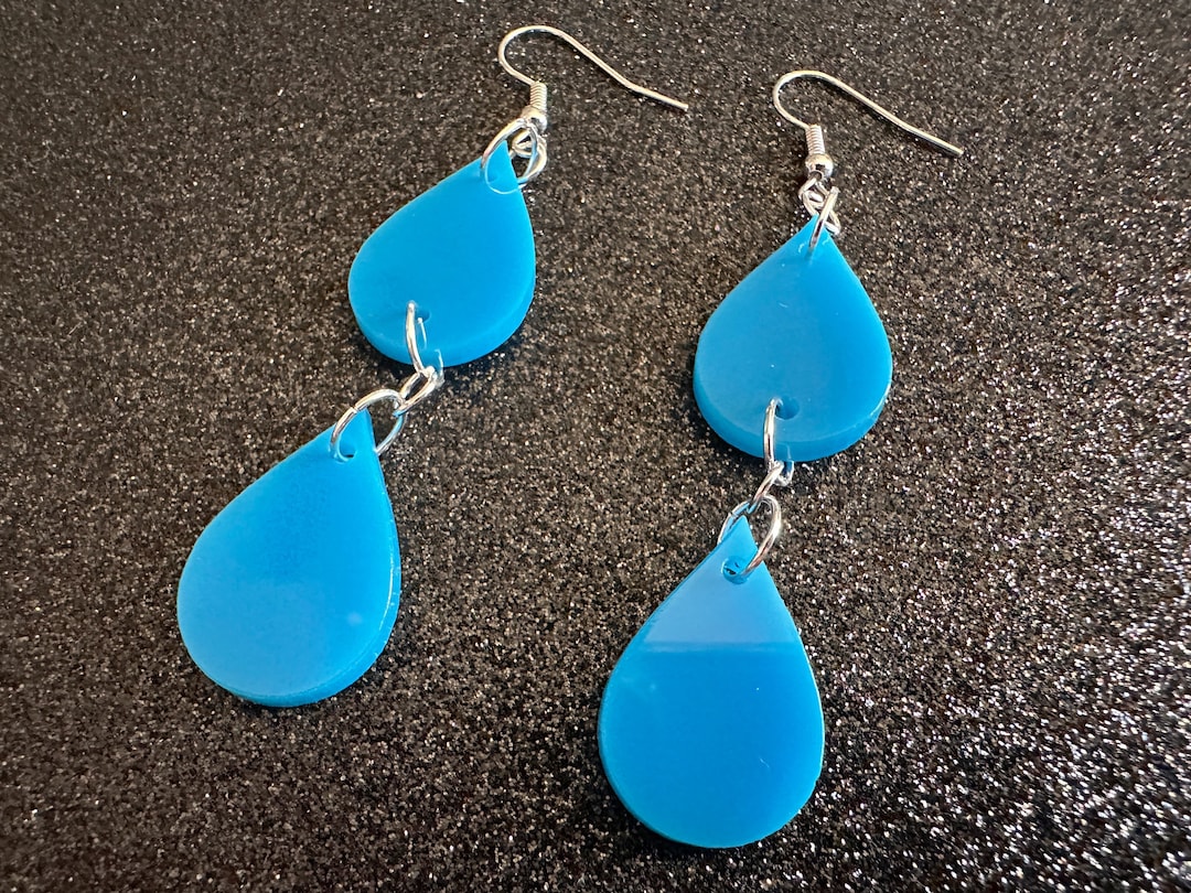 Rain Earrings: Laser Cut Acrylic Raindrops, Rain Drops, Drop, Tear ...