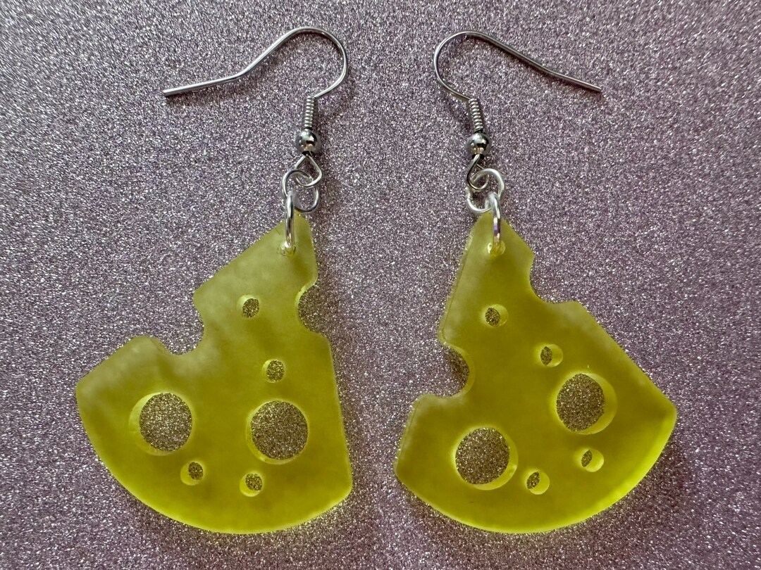 Cheese Slice Earrings: Laser Cut Acrylic Cheese, Dairy, Cow, Swiss ...