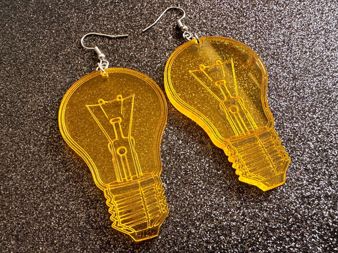 Large Idea Lightbulb Earrings: Laser Cut Acrylic Lightbulbs, Eureka ...