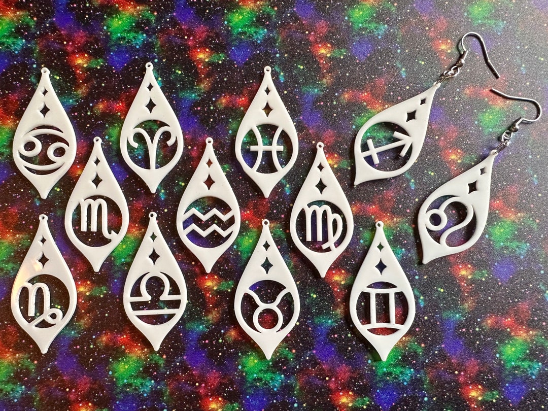 Zodiac Earrings: Laser Cut Acrylic Astrology Signs, Leo, Scorpio, Aries ...
