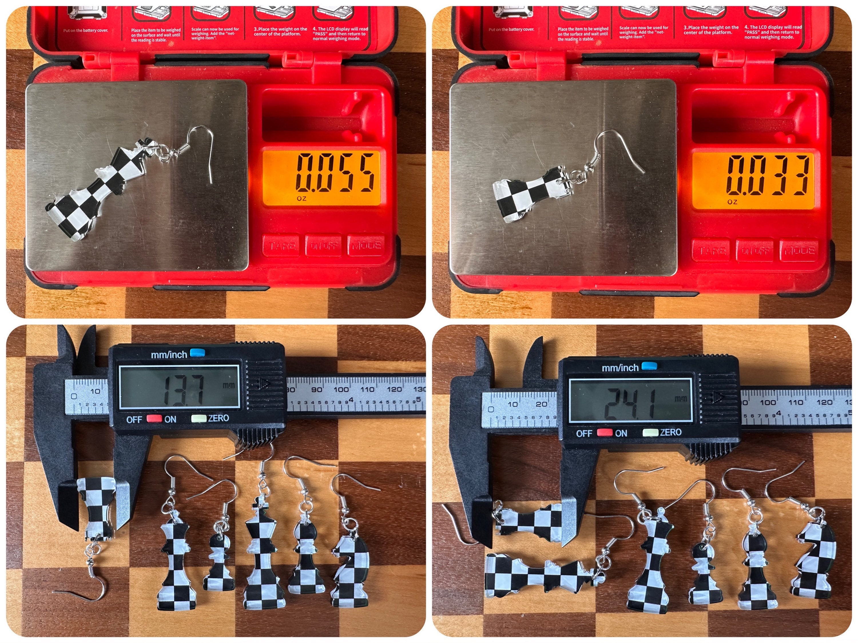 Checkered Chess Earrings: Laser Cut Acrylic Chess Pieces, Board Game ...